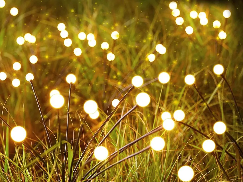 Verk Group SOLÁRNÍ ZAHRADNÍ SVÍTIDLA KULIČKY 2 KUSY PO 8 LED SVÍTIDLECH DÉLKA 70 CM