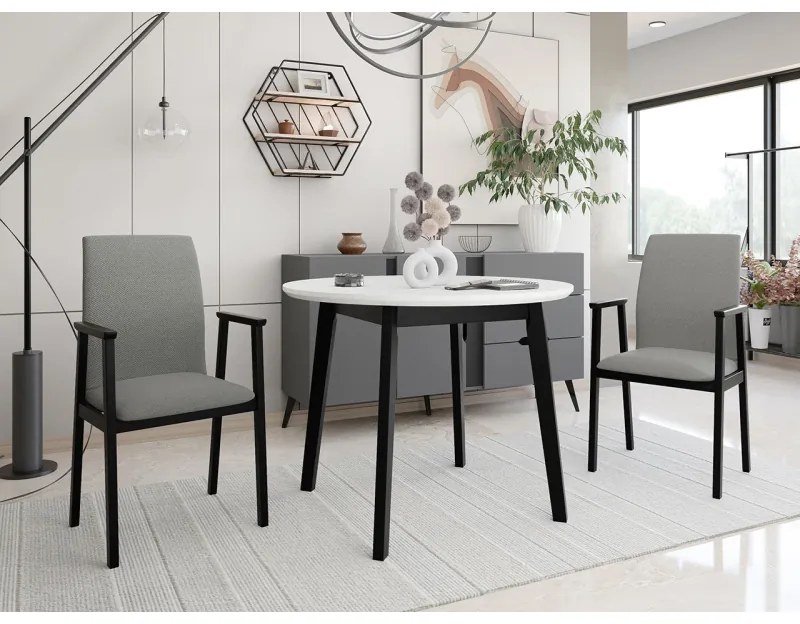 Rozkládací stůl se 2 židlemi - AL25, Barva dřeva: bílá, Potah: Zetta 300