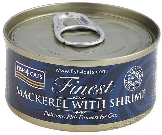 FISH4CATS Konzerva pro kočky Finest makrela s krevetami 70 g