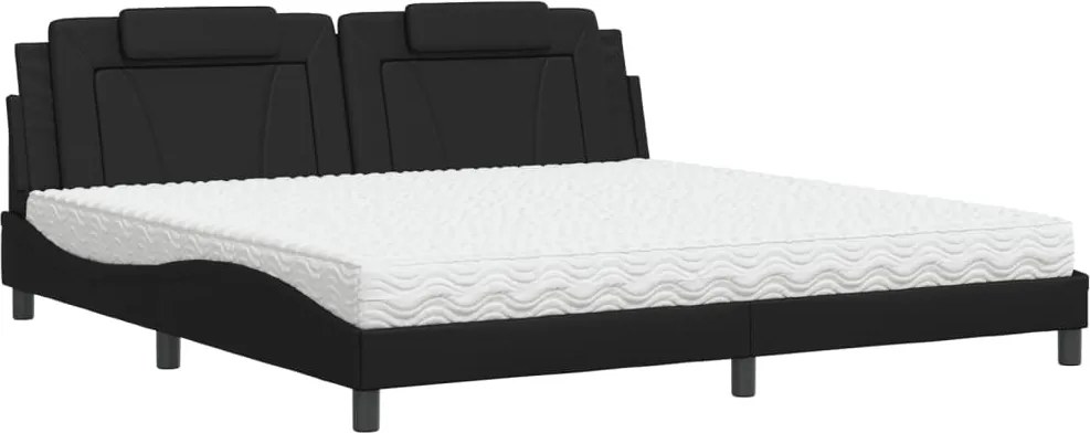 Postel Viana s matrací černá 200 x 200 cm umělá kůže 3208817