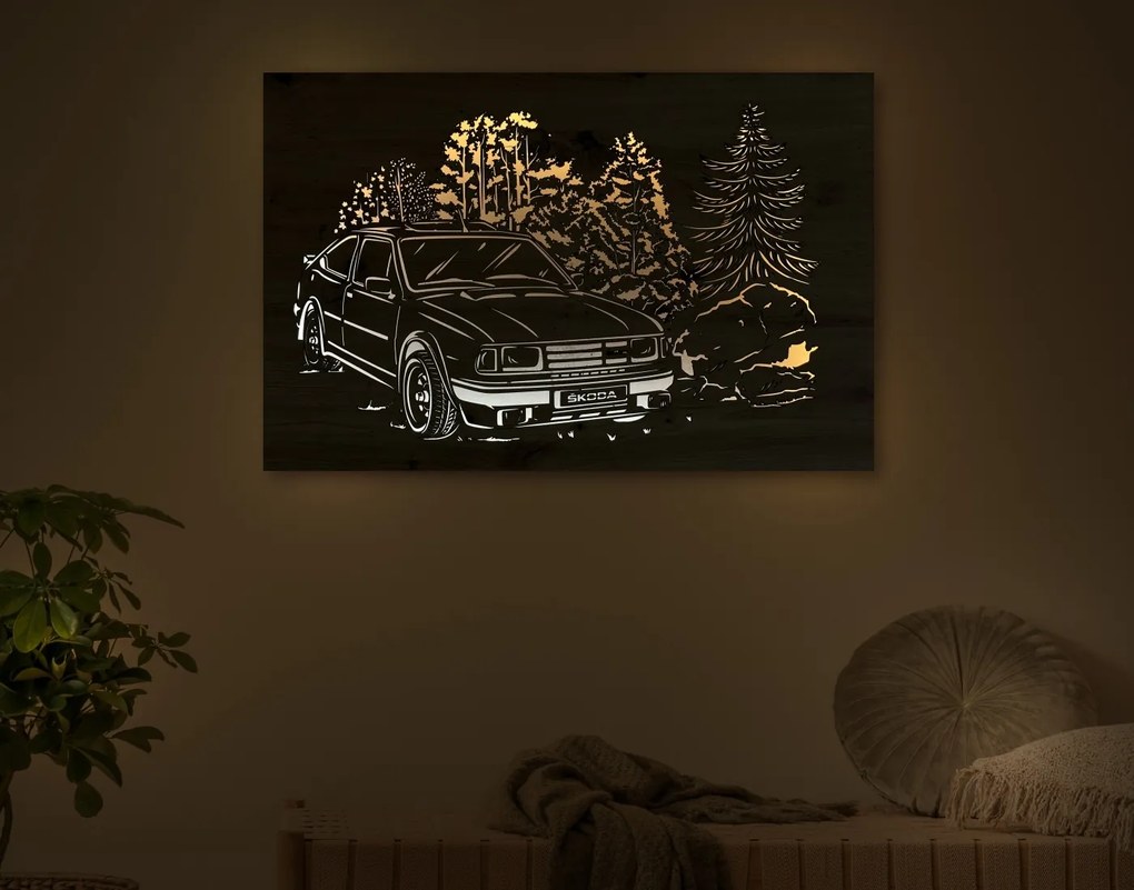 Li-Go "Škoda 130" světelný obraz  230V 80x53cm provedení povrchu: dub světlý