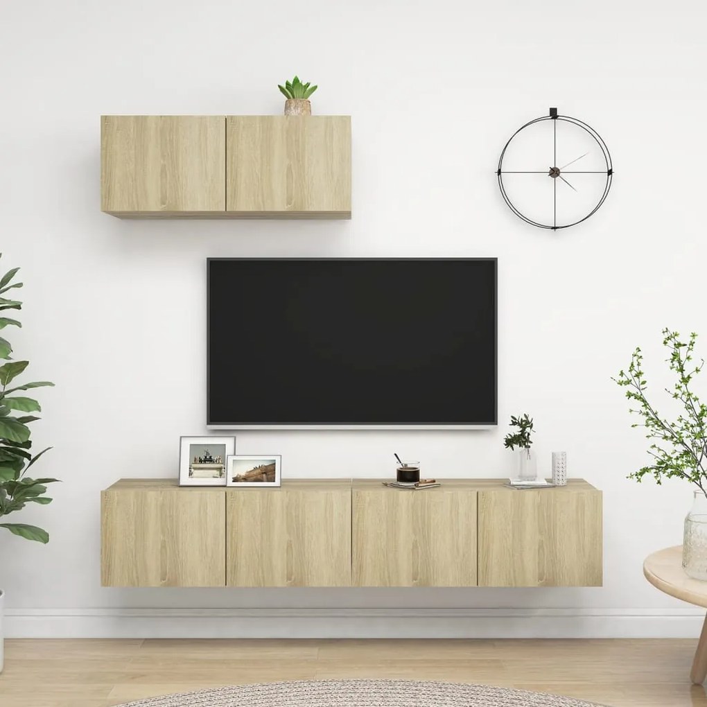 TV skříňky 3 ks dub sonoma kompozitní dřevo 3079016