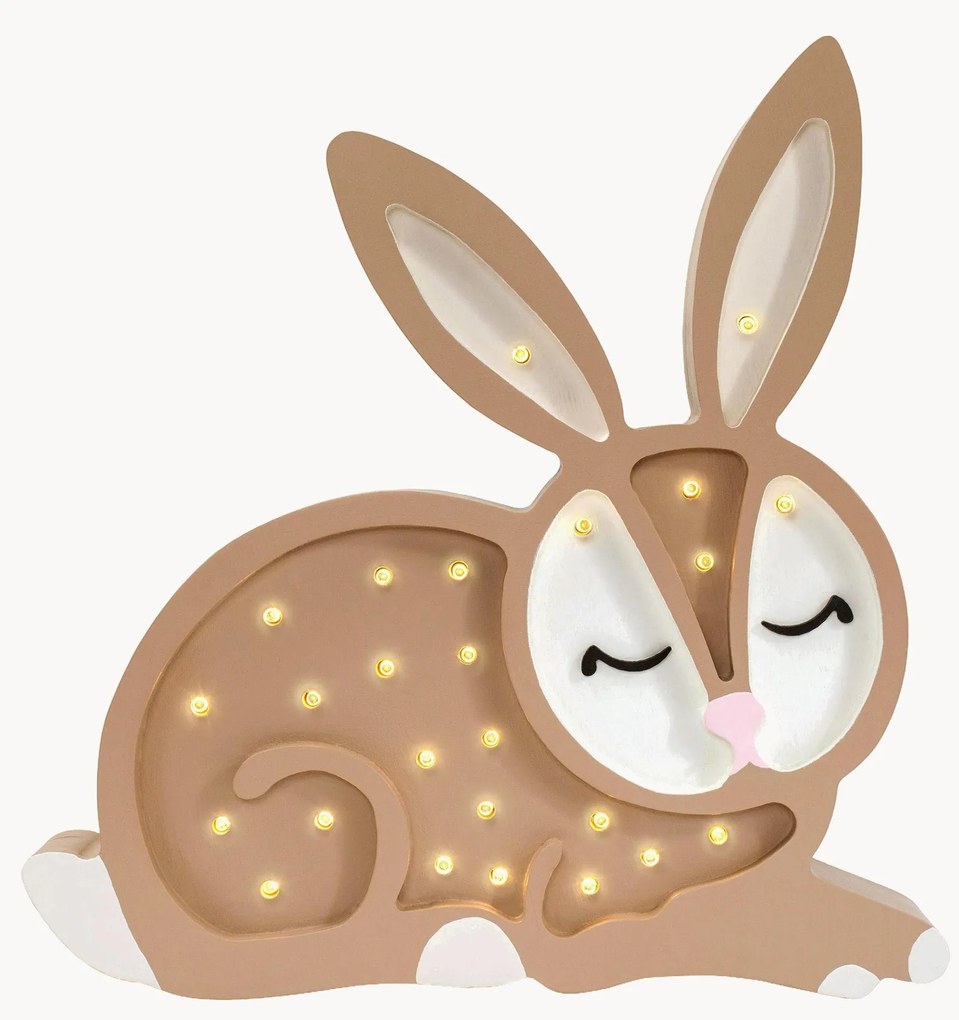 Ručně vyrobená dětská LED lampa's časovačem a dálkovým ovládáním Bunny, stmívatelná