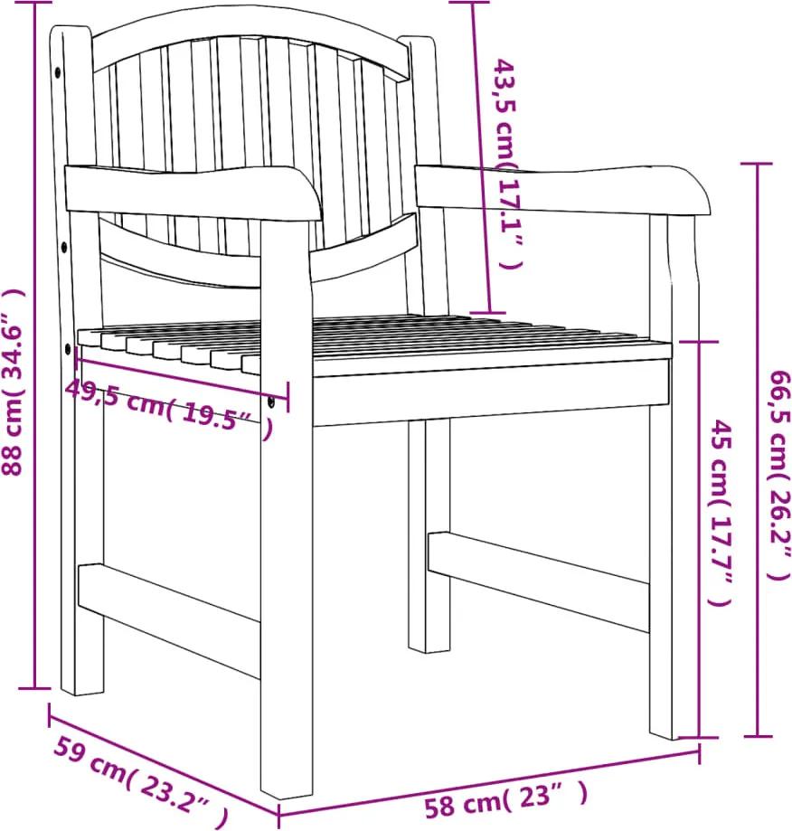 vidaXL Zahradní židle 2 ks 58 x 59 x 88 cm masivní teakové dřevo [364407]