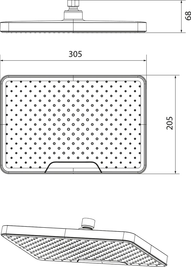 Sapho hlavová sprcha 205 x 305 mm plast chrom SK152