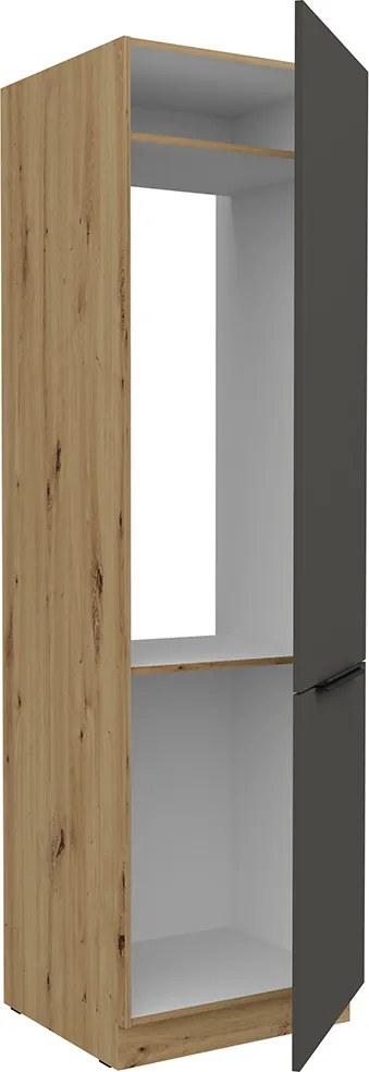 ARIA pa | vysoká skříňka 60 LO-210 2F na vestavnou lednici | 60 cm | ANTI FINGERPRINT povrch | artisan/šedá grafit