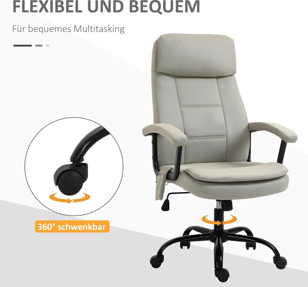 Kancelářská židle Vinsetto s masážní funkcí ergonomická výškově nastavitelná kancelářská židle s houpací funkcí béžová pro pohodlí v domácí kanceláři…