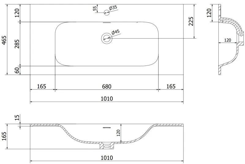 Mexen Orio, koupelnová skříňka 100 cm s umyvadlem Vela, 2 zásuvky, grafitová matná/bílá matná, 91A10-10047-2-BFF66-W23M01