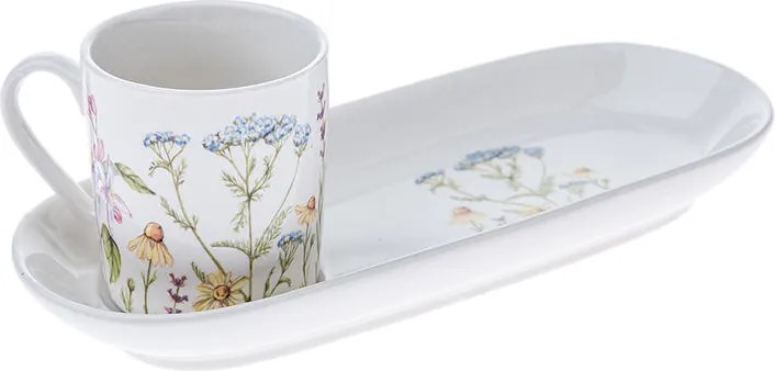 Porcelánový esspreso hrnek s podtáckem LUČNÍ KVĚTY 90 ml
