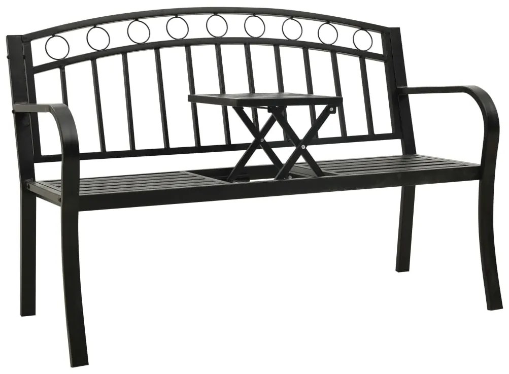 Zahradní lavice se stolkem 125 cm ocel černá,  312040