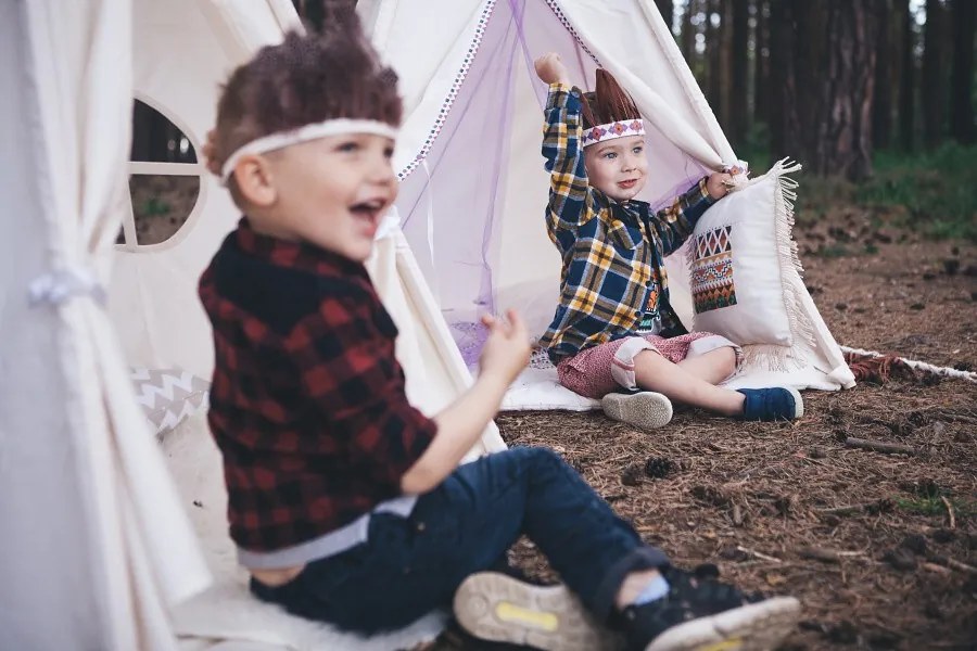 Vigvam design Indiánské Nature Teepee - pětiúhelníkové s doplňky