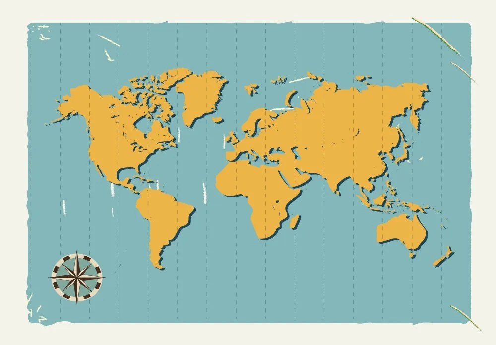 Fototapeta Mapa Světa Retro Omyvatelný vlies 405x270