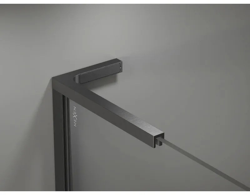 Mexen, Mexen Kioto-X L sprchová stěna 100 x 200 cm, průhledná 10 mm, pistolově šedá kartáčovaná - 800-100-107-66-00-X