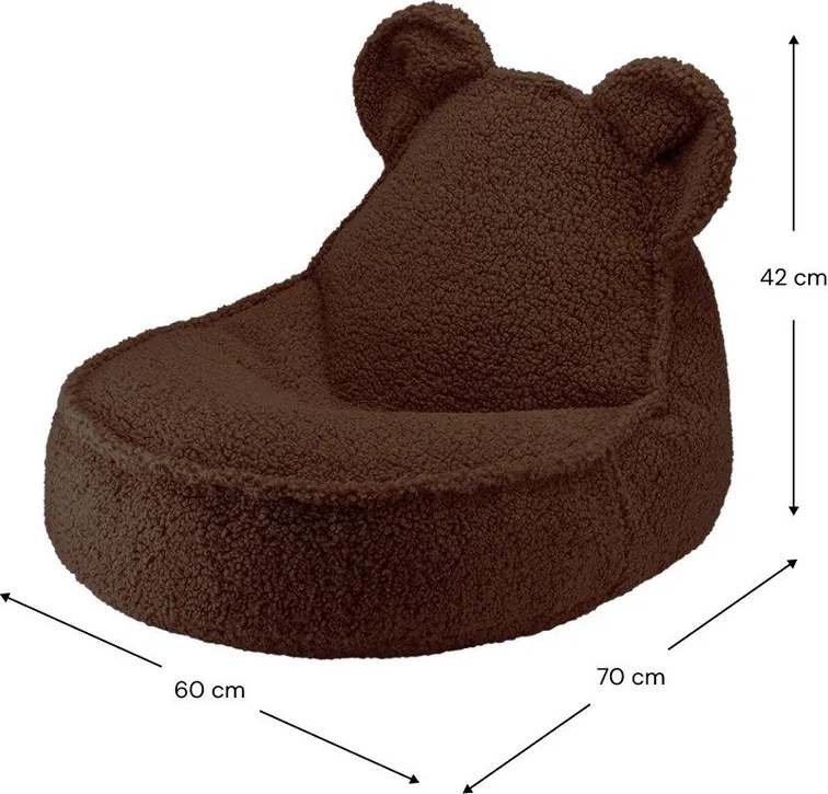 Tmavě hnědý dětský sedací vak z textilie bouclé Warm Hazel – Wigiwama