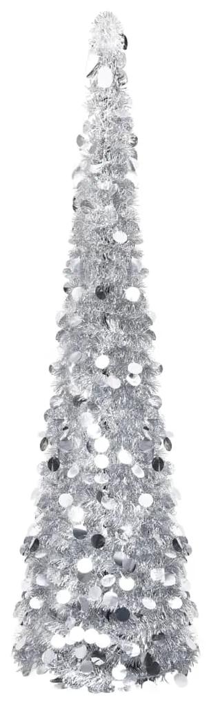 320993 vidaXL Rozkládací umělý vánoční stromek stříbrný 180 cm PET