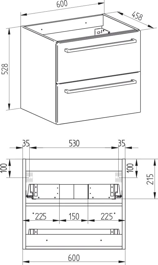 Mereo, Mereo Bino, koupelnová skříňka 60 cm, dub Arlington, MER-CN620SN