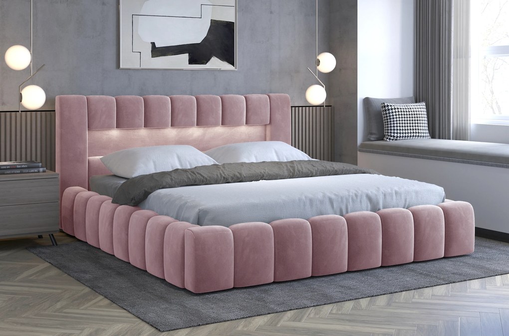 Manželská postel LANCOME 160x200 růžová