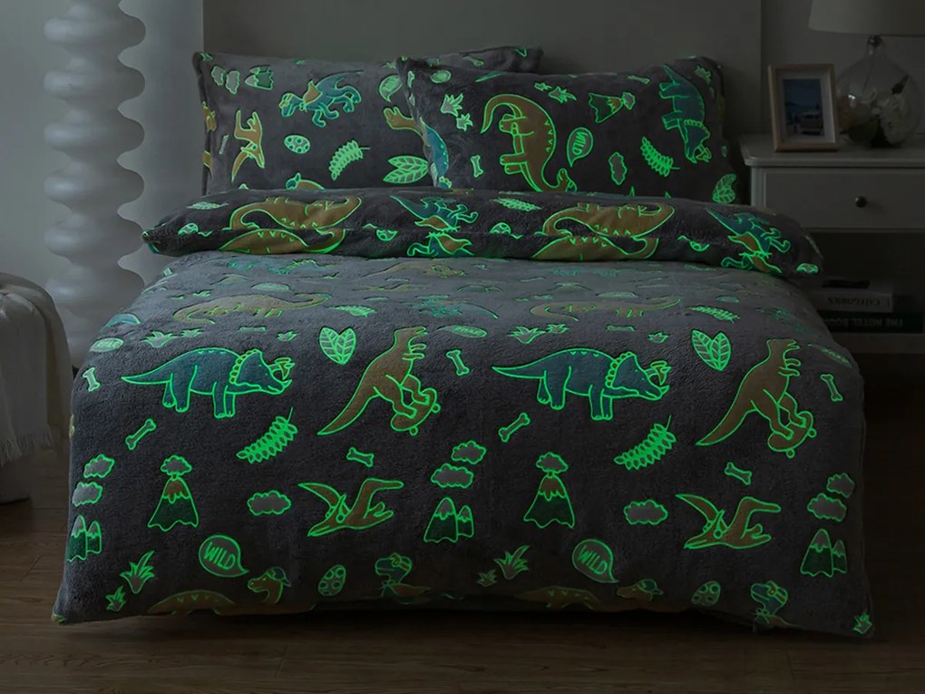 XPOSE® Mikroplyšové povlečení DINOSAUŘI Exclusive (svítící efekt)
