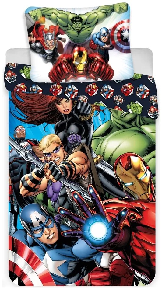Jerry Fabrics Dětské bavlněné povlečení Avengers 03, 140 x 200 cm, 70 x 90 cm