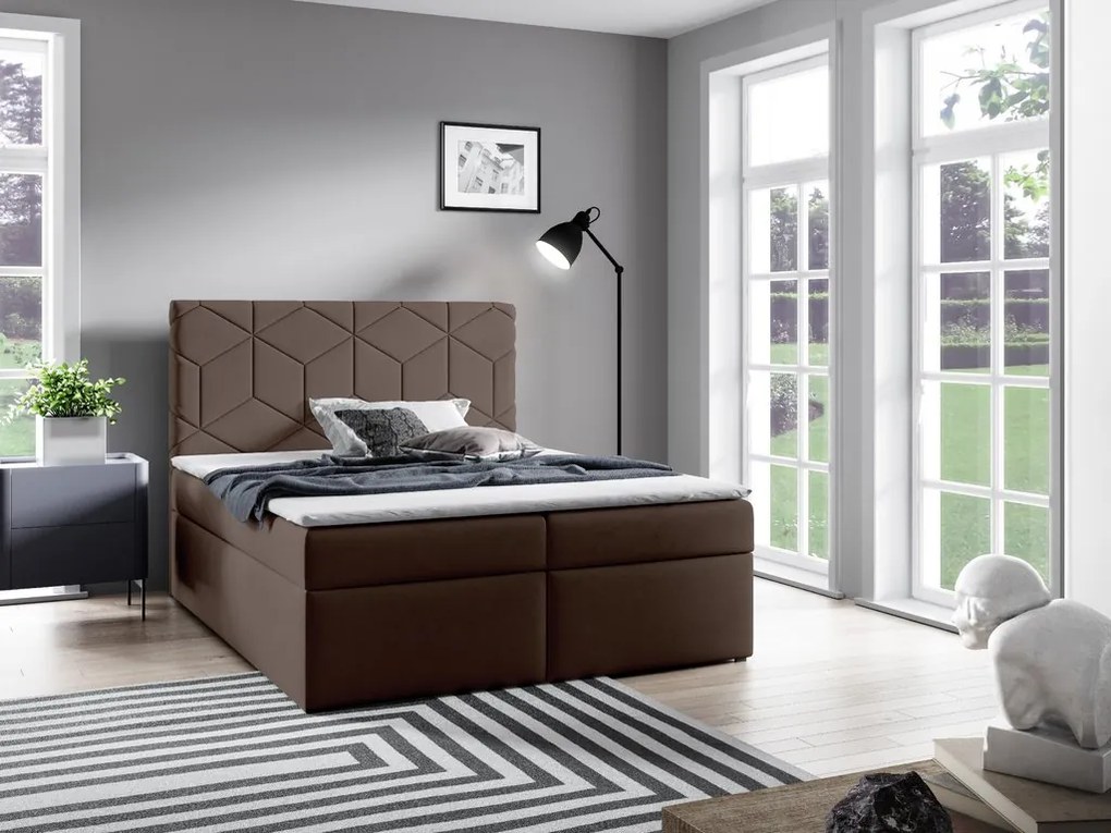 Eka Kontinentální čalouněná postel BOX - Trinity (160x200 cm) Barva látky Trinity: Červená (Trinity 2309)