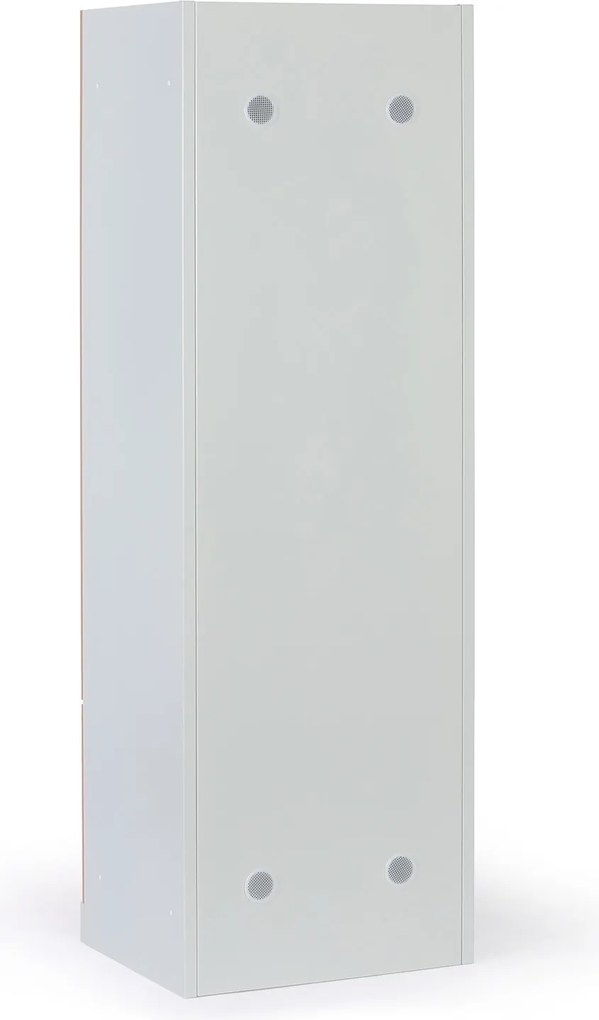 Kovová šatní skříňka S1 Z, 4 oddíly, 1850 x 600 x 500 mm, RFID zámek, laminované dveře, ořech
