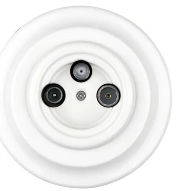 Bohemia-Design - Porcelá. retro TV/SAT-W zásuvka s rámečkem bílá K1-TV/SAT-W