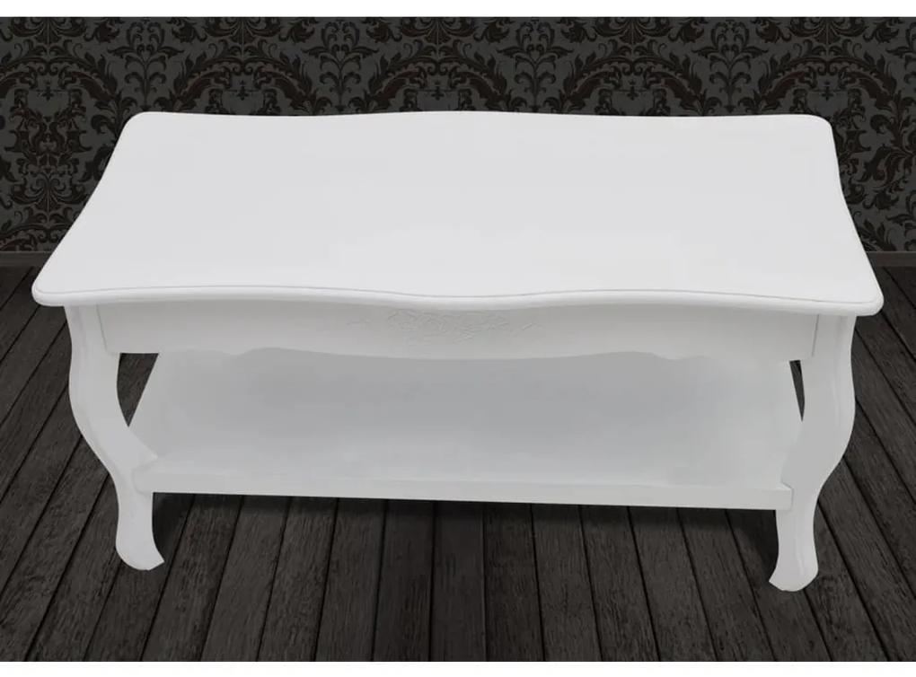 Antik konferenční stolek s poličkou - bílý - Default Title