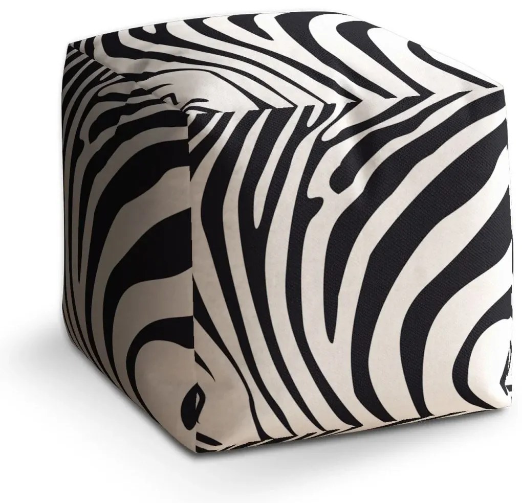 Sablio Taburet Cube Vzor zebry - 40x40x40 cm