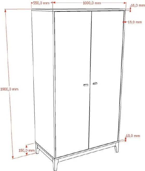 Šatní skříň v dekoru ořechu v tmavě přírodní barvě 100x190,5x55 cm Ilyas – Vipack
