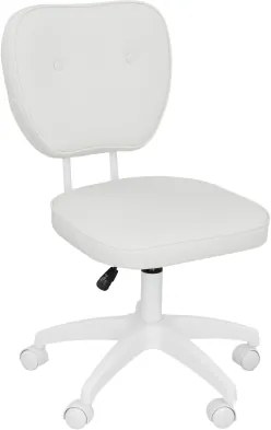 Vinsetto otočná židle z PU kůže s výškově nastavitelným bezpodruhovým sedákem, nosnost 120 kg, 46x59x82-92 cm, bílá