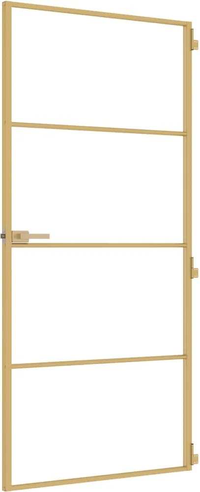 Interiérové dveře úzké zlaté 93x201,5 cm tvrzené sklo a hliník 155134