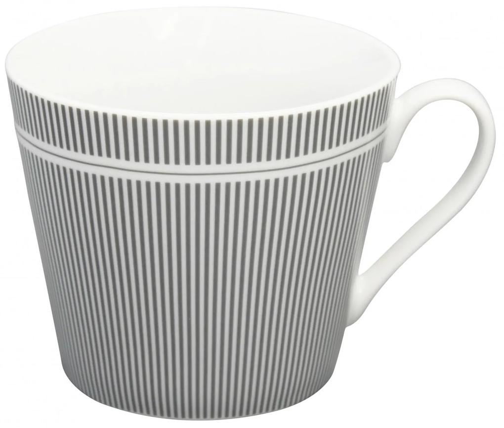 Krasilnikoff Porcelánový hrnek Grey Stripes, šedá barva, bílá barva, porcelán