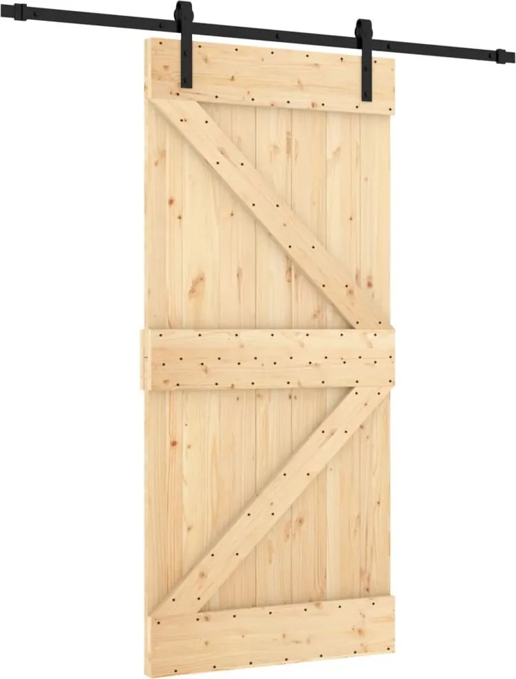 vidaXL Posuvné dveře s kováním 95 x 210 cm masivní borové dřevo [3202985]
