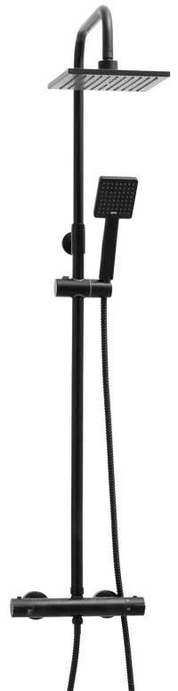 Erga Flova, sprchová souprava s termostatickou baterií a dešťovou hlavicí 20x20cm, černá matná, ERG-YKA-BP.FLOVA THERM 20 BLK