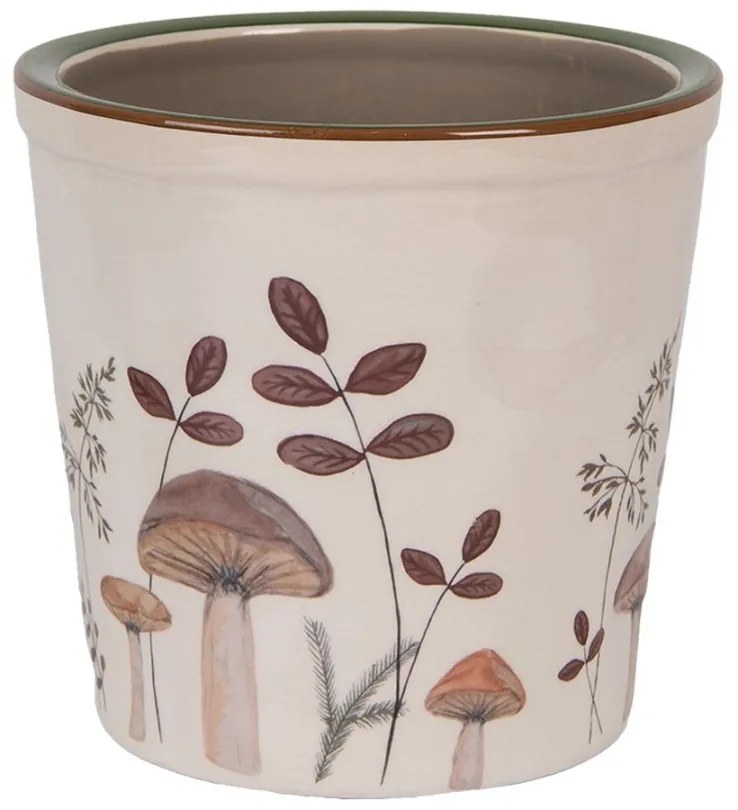 Béžový obal na květináč s houbičkami Little Forest Jewels L - Ø 17*16 cm