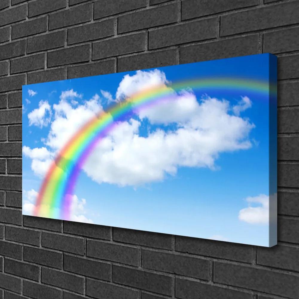 Obraz na plátně Duha Nebe Mraky Příroda 140x70 cm
