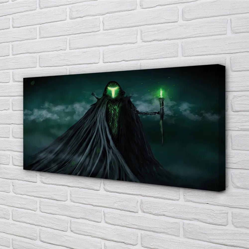Obrazy na plátně Temná postava zeleného ohně 100x50 cm