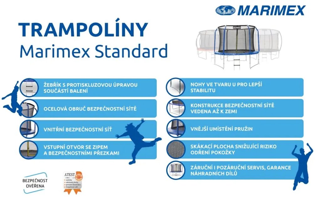 Trampolína Marimex Standard 183 cm + vnitřní ochranná síť + schůdky ZDARMA