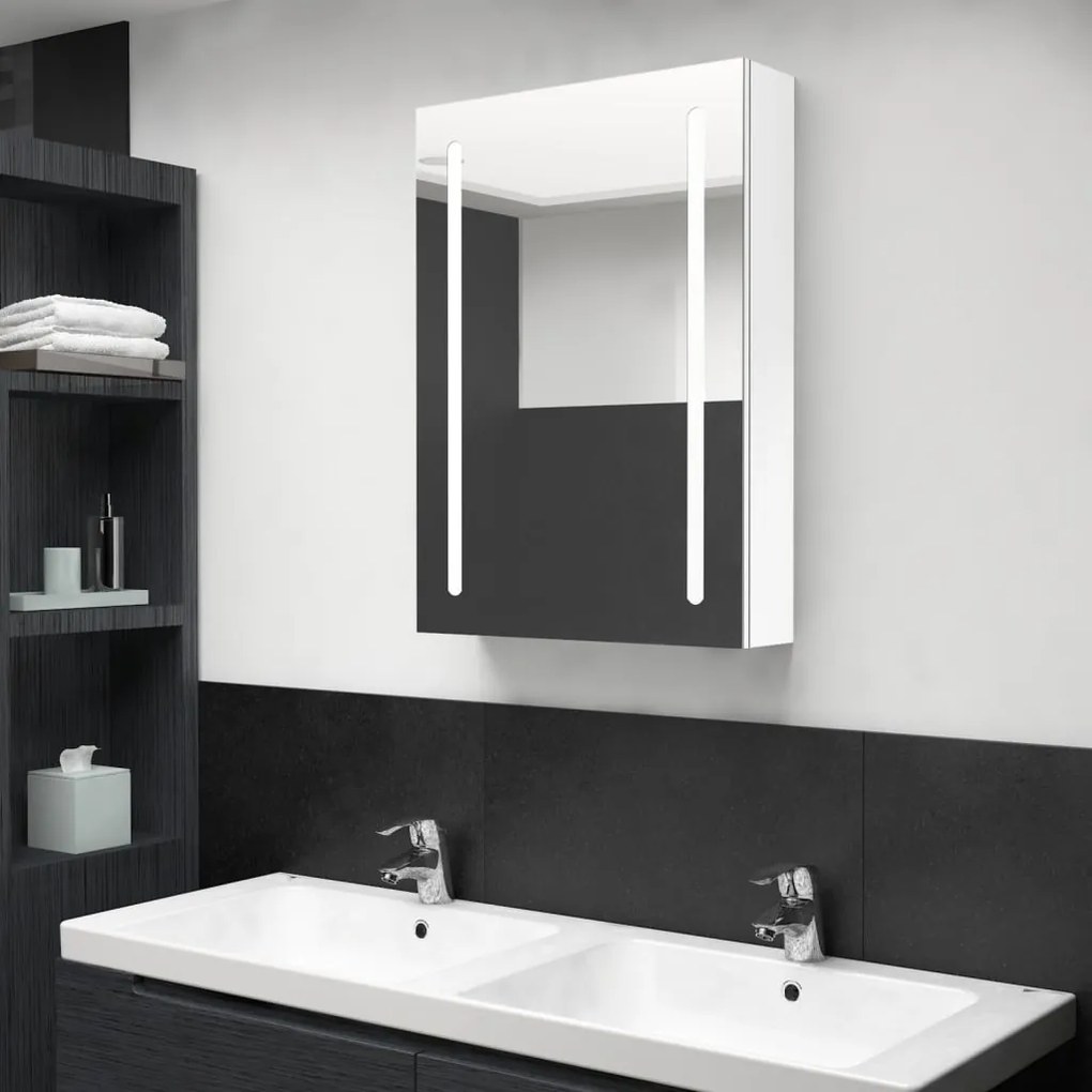 LED koupelnová skříňka se zrcadlem zářivě bílá 50 x 13 x 70 cm 326501
