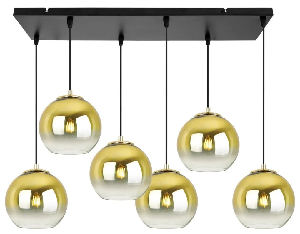 Závěsné svítidlo Bergen Gold, 6x zlaté/transparentní skleněné stínítko (fi 15cm)
