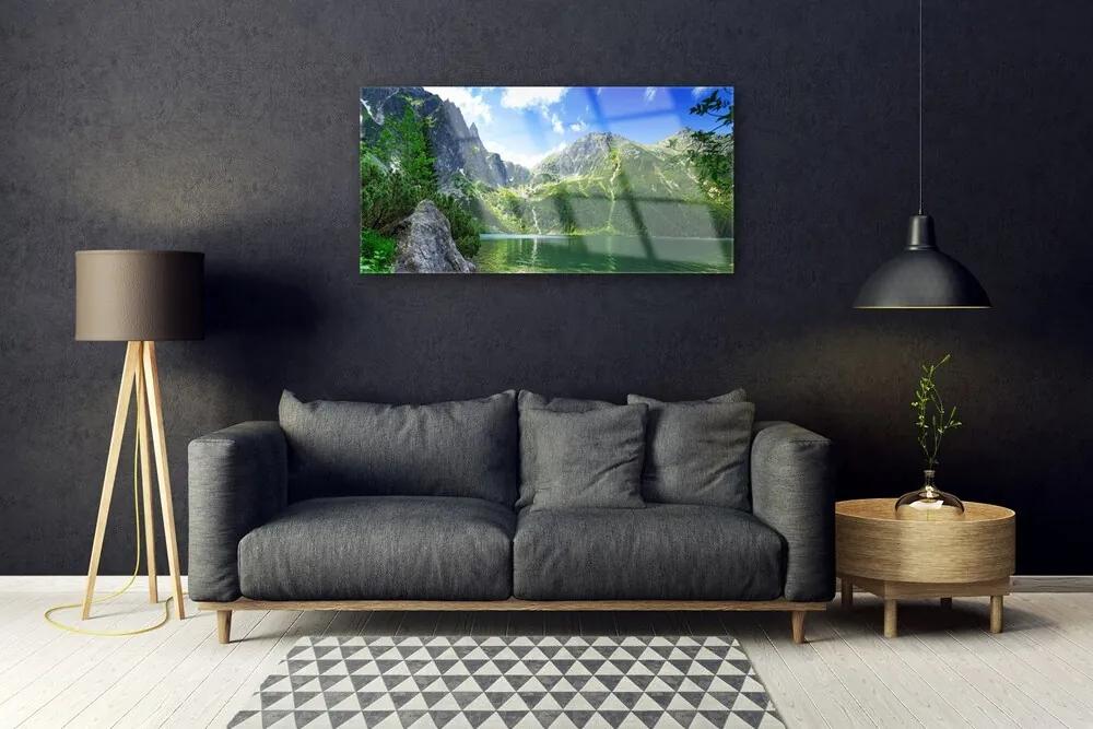 akrylový obraz Hora Jezero Příroda 100x50 cm