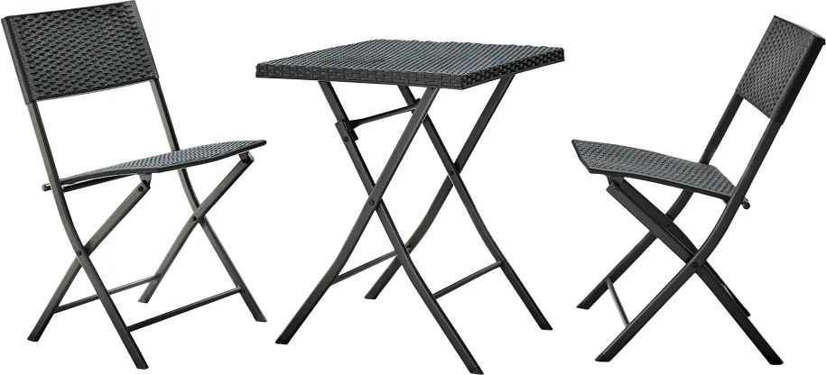 Zahradní ratanový set 1+2, černá, FARUK