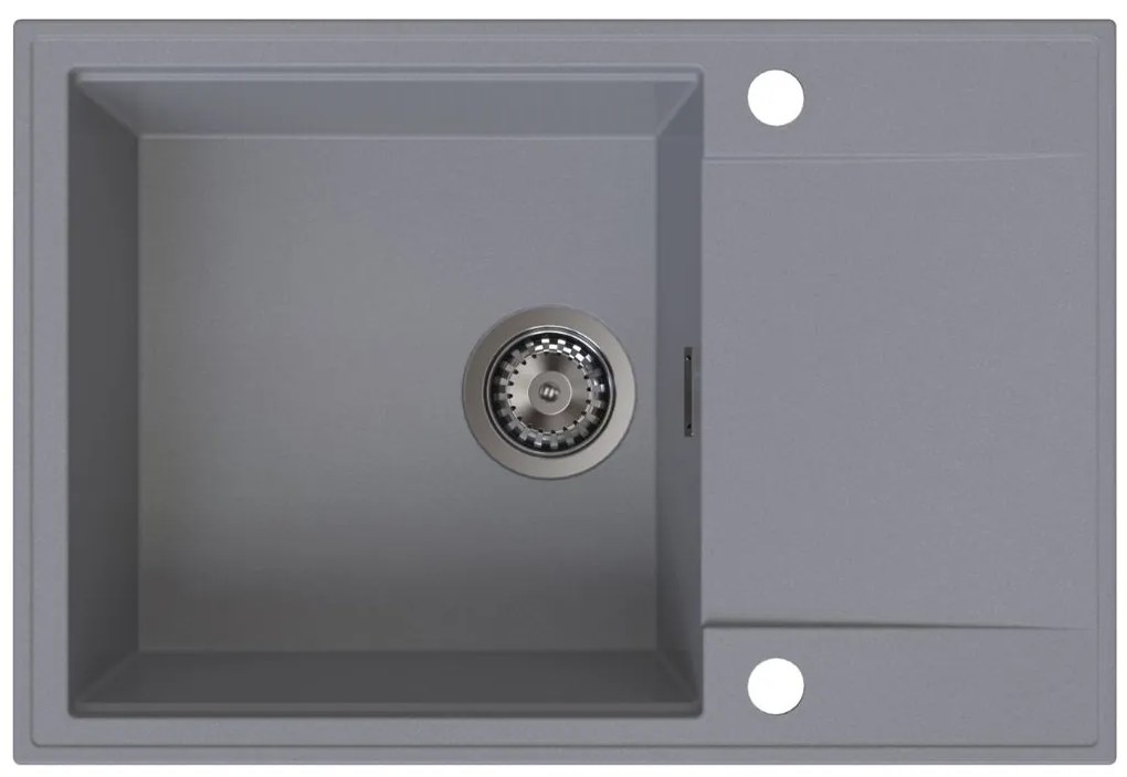 Sink Quality Sink55, kuchyňský granitový dřez 680x460x215 mm + grafitový sifon, šedá, SKQ-SINK.D.1KDO.XB