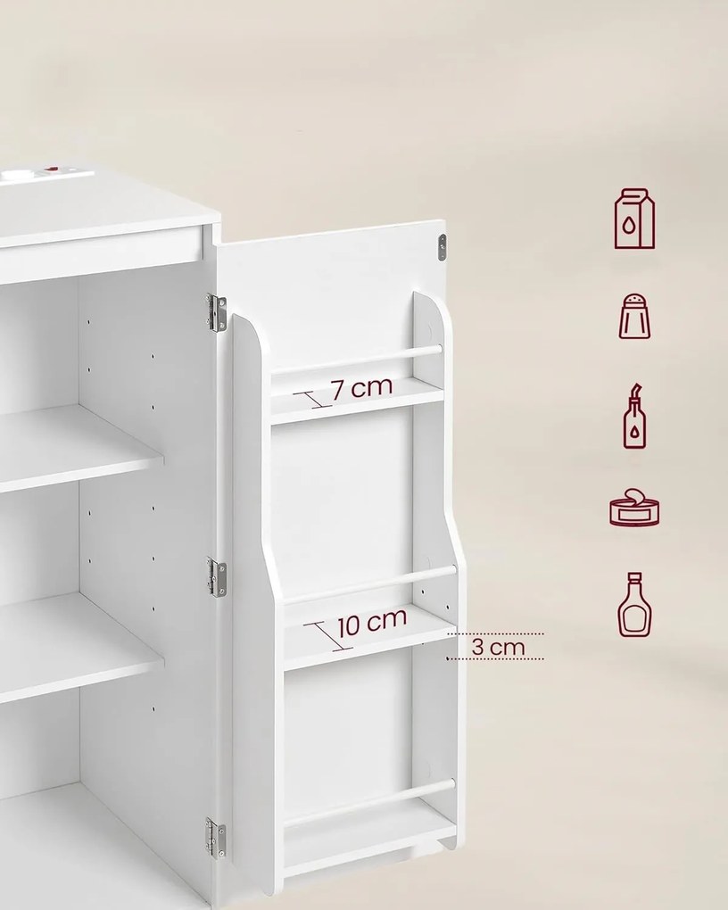 Kuchyňský regál s integrovanou napájecí lištou Vasagle Morja 90 cm bílý