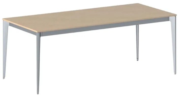 Jednací kancelářský stůl PRIMO ACTION, 200x90 cm, šedostříbrná podnož, buk