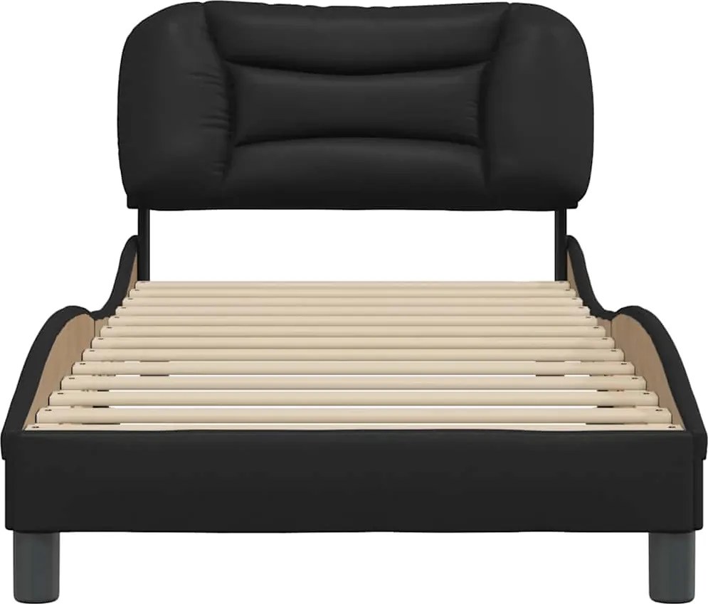 Rám postele bez matrace Hvar černý 90x200 cm umělá kůže 3207974