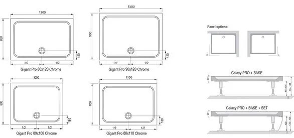 Ravak Galaxy Pro Chrome Gigant Sprchová vanička, 120x80x3, bílá XA04G401010