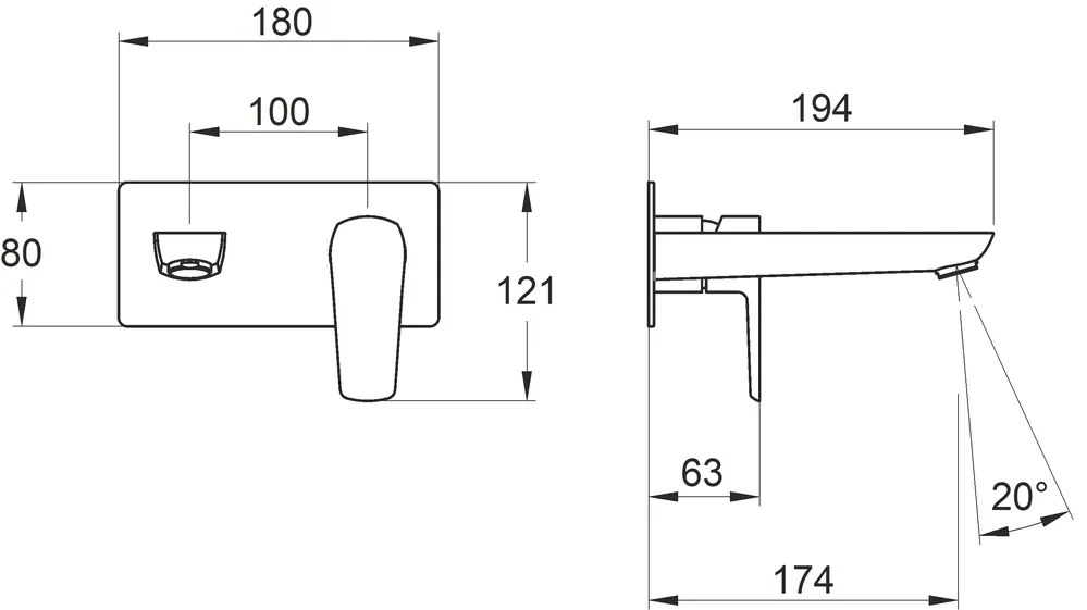 Novaservis Metalia 58 - Umyvadlová baterie pod omítku včetně tělesa, chrom, 58200,0