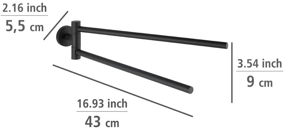 Matně černý samodržící držák na ručníky z nerezové oceli Bosio – Wenko