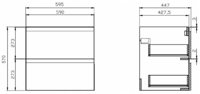 Cersanit Moduo, závěsná skříňka s umyvadlem 60cm, bílá, S801-314-DSM